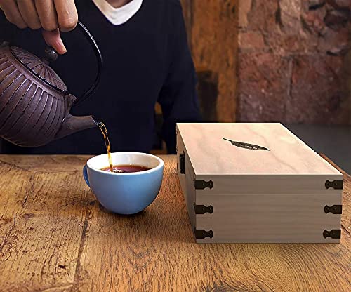 Unfinished Pine Wood Tea Storage Box, Rustic Tea Box | Large Pine Wood ...