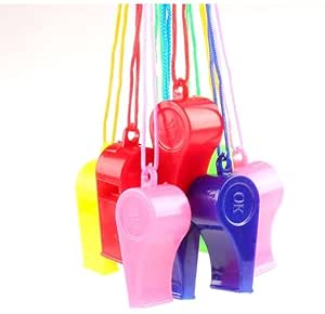 SBWC Products Plastic Whistles Colorful Whistles with Lanyard Loud ...