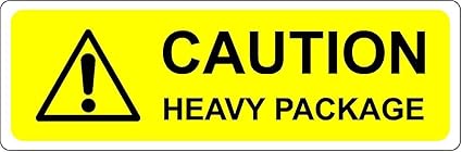 Caution heavy package safety labels - 100mm x 30mm Self adhesive ...