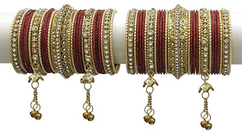 MUCHMORE Fashionable set of 54 MAROON Color Punjabi Wedding Bangles for ...