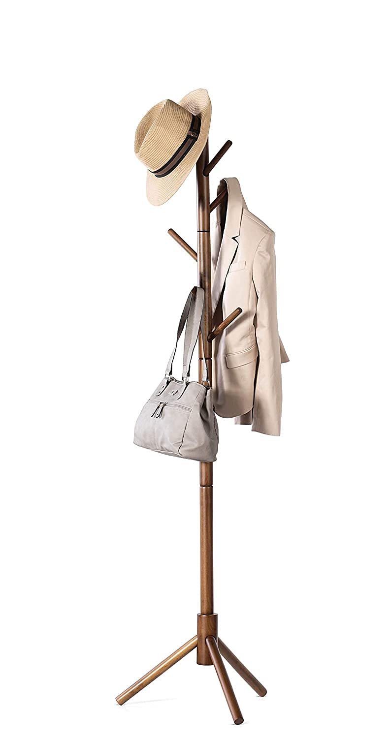 STAR WORK -Wooden Tree Coat Rack Stand 8 Hooks - Super Easy Assembly ...