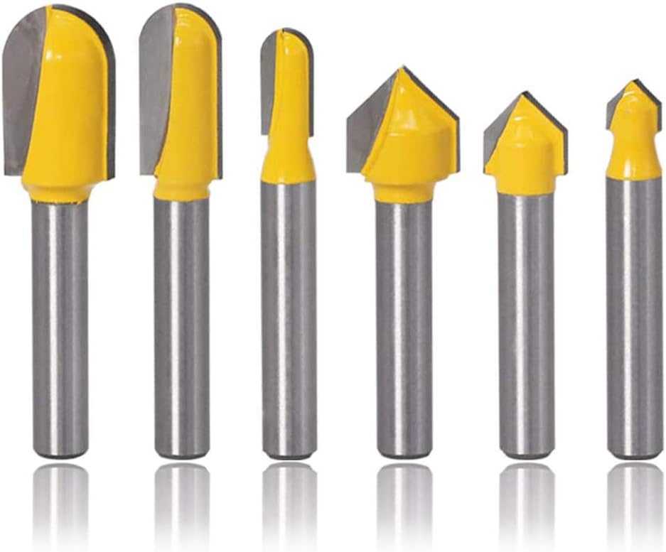 Mesee 6 Pieces Grooving Router Bit Set, 90 Degree V-Groove and Core Box ...