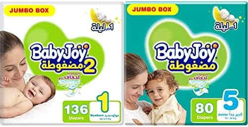 Babyjoy Compressed Diamond Pad, Size 1, Newborn, 0-4 Kg, Jumbo Box, 136 ...