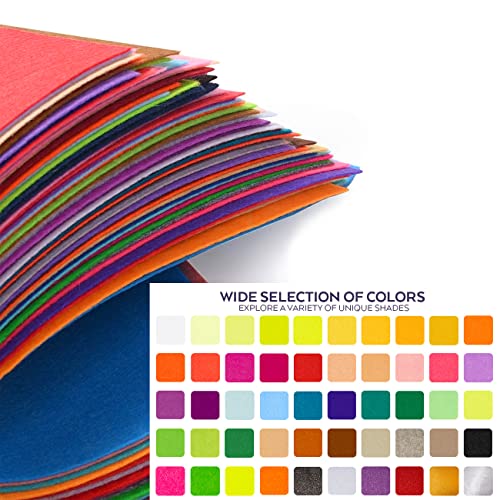 Felt Sheets, 50 Pcs Assorted Color Felt Fabric Sheets 12"x12", Felt ...