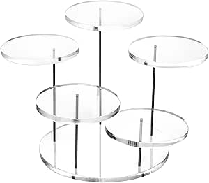Amazon.com: QWORK Round Acrylic Products Display Riser Stands, 5 Tier ...