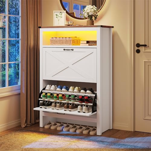 YITAHOME Shoe Cabinet with 2 Flip Drawers, Entryway Shoe Storage ...