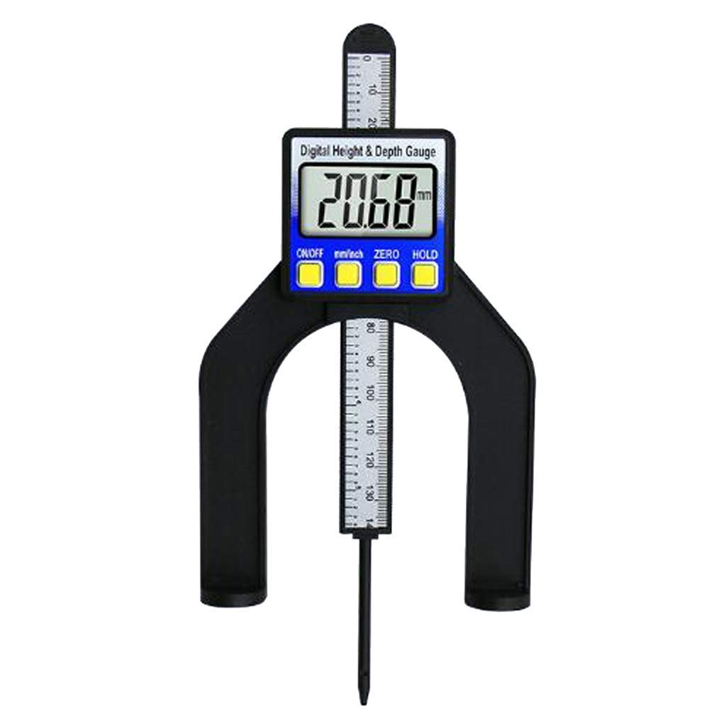 Backbayia Mini Digital Height Gauge 0-80mm Self Standing Depth Gauge for Woodworking (Blue ...