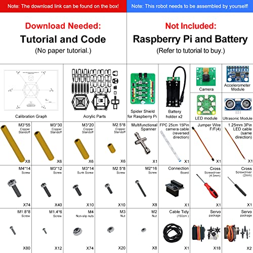 FREENOVE Big Hexapod Robot Kit for Raspberry Pi 4 B 3 B+ A+, Walking ...