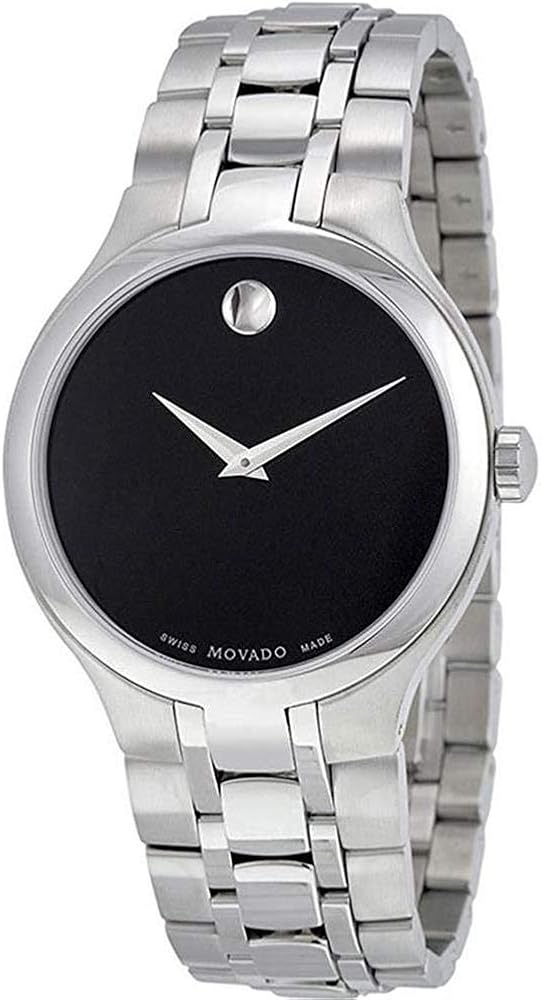 Movado Men's Collection Swiss Movement Stainless-Steel Black Dial Watch ...