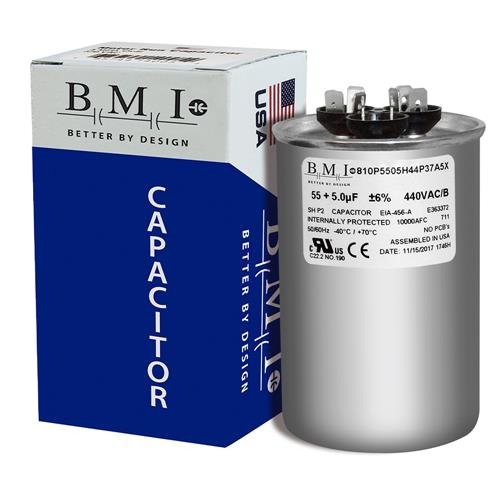 USA Capacitor 55 + 5 MFD uf Micro Farad 370 or 440 Volt Dual Run Round ...