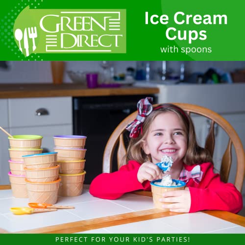 Green Direct Ice Cream Cups with Spoons/Large Plastic Dish with Spoon ...