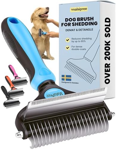 MalsiPree Dog Brush for Shedding - 2 in 1 Undercoat Rake Deshedding ...