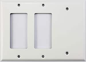 Smooth White 3 Gang Combo Wall Plate - 2 GFCI/Rocker Openings 1 Blank ...