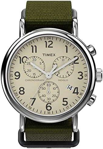 Timex Men's Weekender Chronograph 40mm Watch – Silver-Tone Case Cream ...