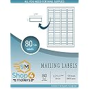 Amazon.com : Shop4Mailers 80-Up White Shipping Labels 1/2" x 1 3/4 ...