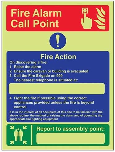 VSafety Glow In The Dark Caravan Site Fire Action/Your Assembly Point ...