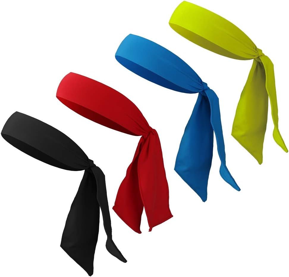 FANTESI 4 Pcs Sports Head Tie, Adjustable Sweatband Head Ties Hairband ...