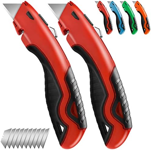 TIFICAL Box Cutter, 2-Pack Box Cutter Retractable Utility Knife with ...