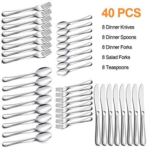 Silverware Set, Elegant Life 40-Piece Stainless Steel Silverware ...