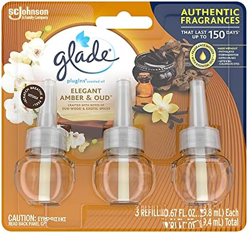 glade Air Freshener Refill, Elegant Amber & Oud Plugins Scented Oil, 3 ...