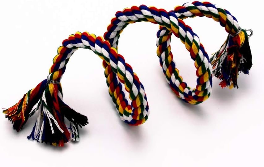 M.Q.L. Parrot Budgie Rope Spiral Perch, Bird Chewing Toy with Bell ...
