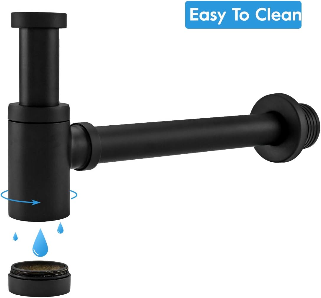 Brass Bottle Trap, Round Siphon Washbasin P-Trap, Adjustable Height ...