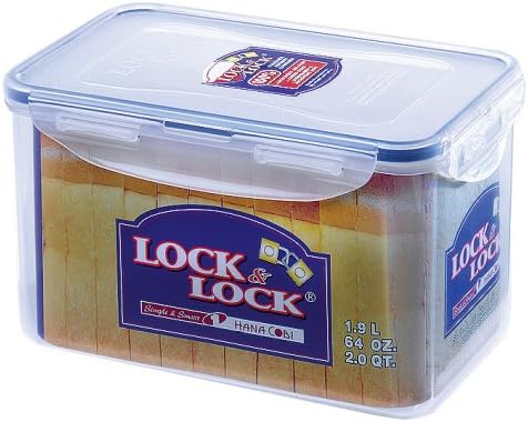 Lock & Lock Rectangular Storage Container - Clear/Blue, 1.9 L: Amazon ...