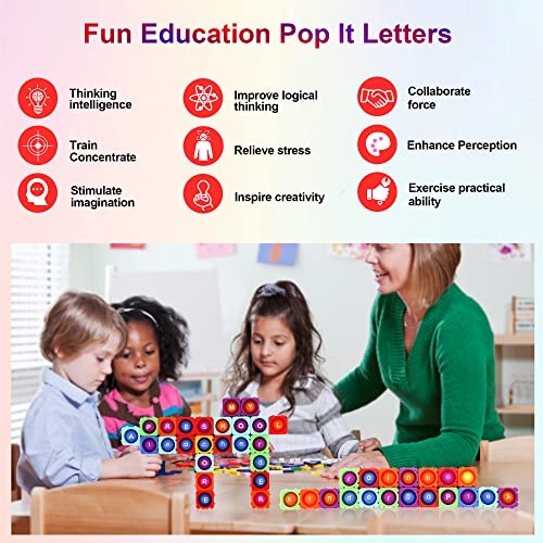 Lowercase NowFuture Alphabet Pop Its Fidget Blocks,Rainbow Seven Color ...