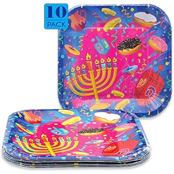 Amazon.com: Hanukkah Plates and Napkins for 24 Guests Includes 24 9 ...