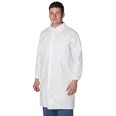 Buy White Polypropylene Lab Coat L Size. No Pockets, 4 Snaps, Elastic ...