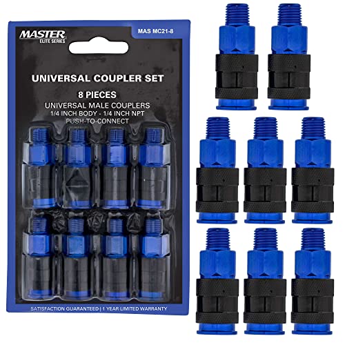 Master Elite Series 8 Piece Universal Air Hose Quick Push Connect ...