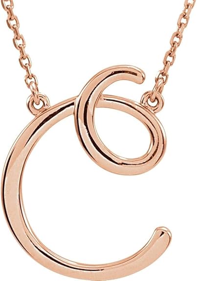 Amazon.com: Solid 14k Rose Gold Script Alphabet Initial Letter C Charm ...