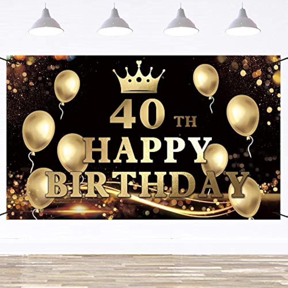 Ushinemi Happy 40th Birthday Banner Backdrop Party Decorations With Ushinemi Happy 40th Birthday Banner Backdrop Party Decorations With