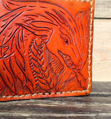 Amazon.com: Leather Wallet with Tooled Dragon: Handmade