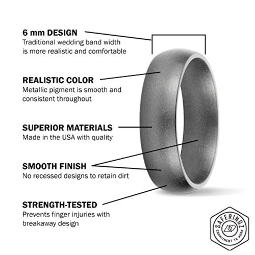 SafeRingz Metallic Silicone Wedding Ring, 6mm, Made in The USA, Men or ...