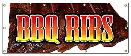 Amazon.com : 36"x96" BBQ RIBS BANNER SIGN barbque bar-b-q bbq signs bar ...