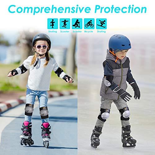 Kids Protective Gear, Knee Pads Elbow Pads with Wrist Guards for Roller ...