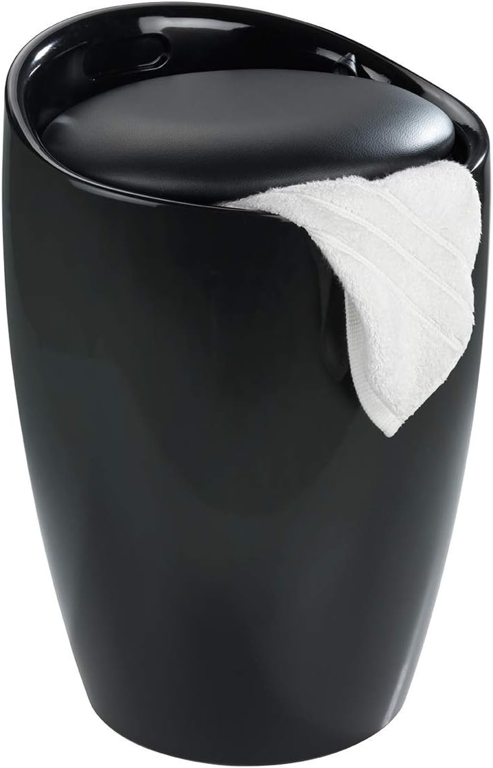 Wenko Bathroom stool Candy Black-laundry collector, 36 x 36 x 50.5 cm ...