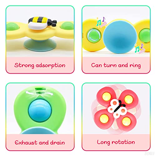 3Pcs Suction Toys for Toddlers - Suction Fidget Spinner for Baby Bath ...