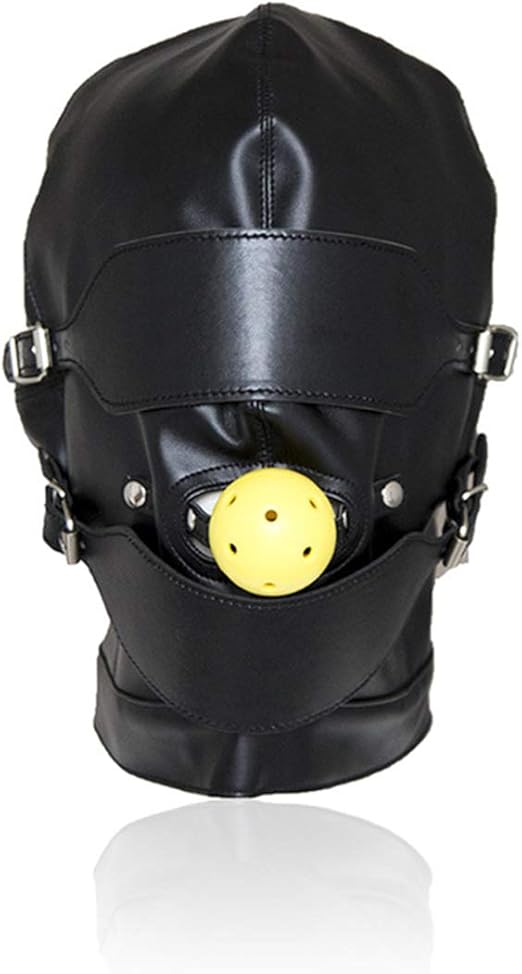 Amazon.de: Schwarz Bondage Maske SM Kopfmaske mit Knebel Ball Kugel ...