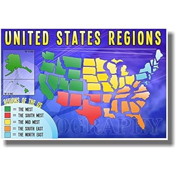 Amazon.com: United States Regions - NEW American Geography Poster ...