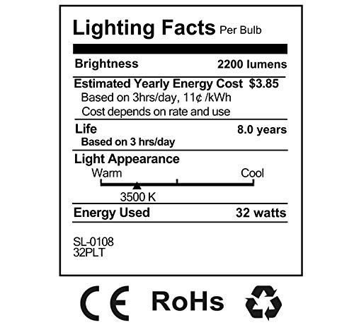 Sterl Lighting – 32 Watt PLT CFL Triple Tube Light Bulb 4 Pin 32W 835 GX24Q-3 for Wall Sconces ...