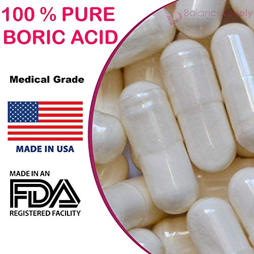 Boric Acid Suppositories -100% Pure Boric Acid -600mg in Vegan Capsules ...