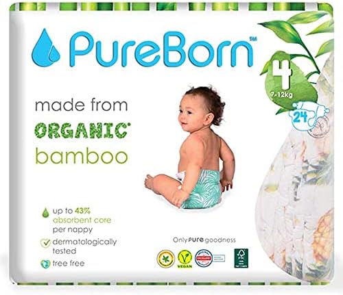 PureBorn Nappies Pure Organic Bamboo Nappies – Nappies Size 4 ...
