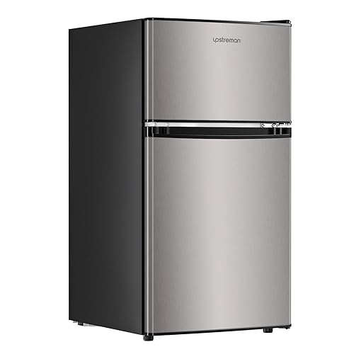 Upstreman 3.2 Cu.Ft Mini Fridge with Freezer, Double Door Mini Fridge ...
