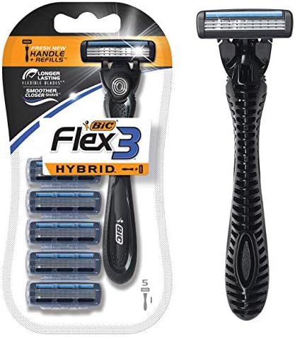 BIC Flex 3 Hybrid Men's 3-Blade Disposable Razor, 1 Handle and 5 ...