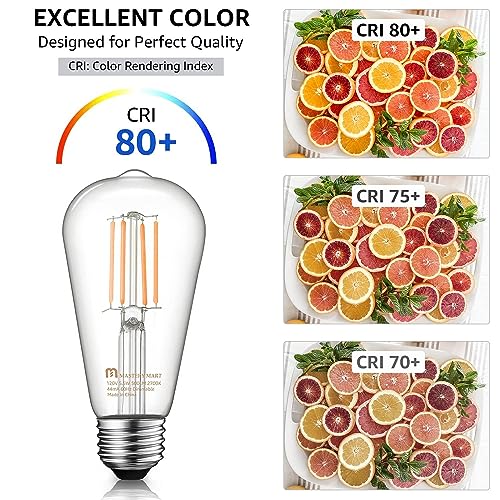 MASTERY MART Dimmable Vintage E26 LED Light Bulb, 2700K Soft White 5.5W (60 Watt Equivalent ...