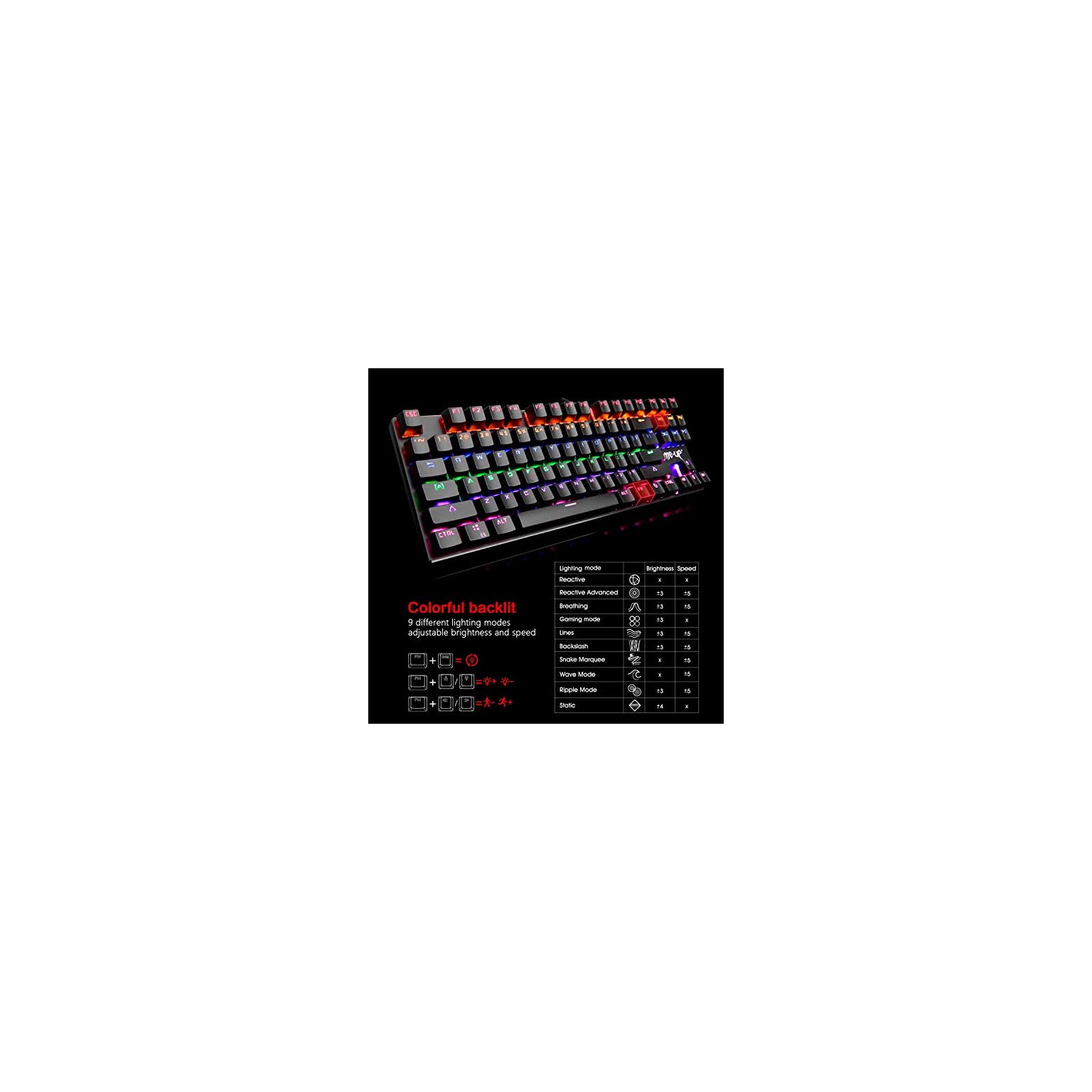 ONE-UP G300 LED Rainbow Backlit Mechanical Gaming Keyboard Small Metal ...