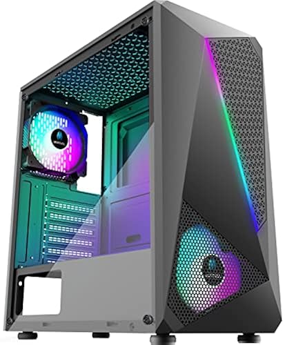 MOROVOL ATX PC Case with LED Light Strip Irregular Front Panel Mid ...