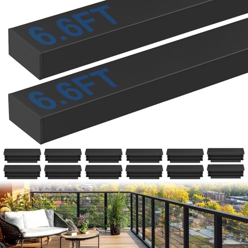 RailinGo 2Pack 6'6'' Rectangular Cable Railing Handrails, Black ...